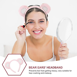 VALICLUD Bear Ears Hairband Adorn Party Headdress Decor Lovely Female Hairband Decor Pink