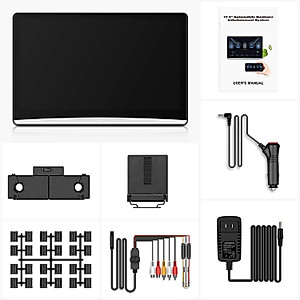 12.4inch Dual Pack Android 10 TV Car Headrest Video Player, 1920X1080 IPS Touch Screen, Support WiFi/Wireless Miracast/Bluetooth/HDMI Input/FM/USB/Micro SD Card