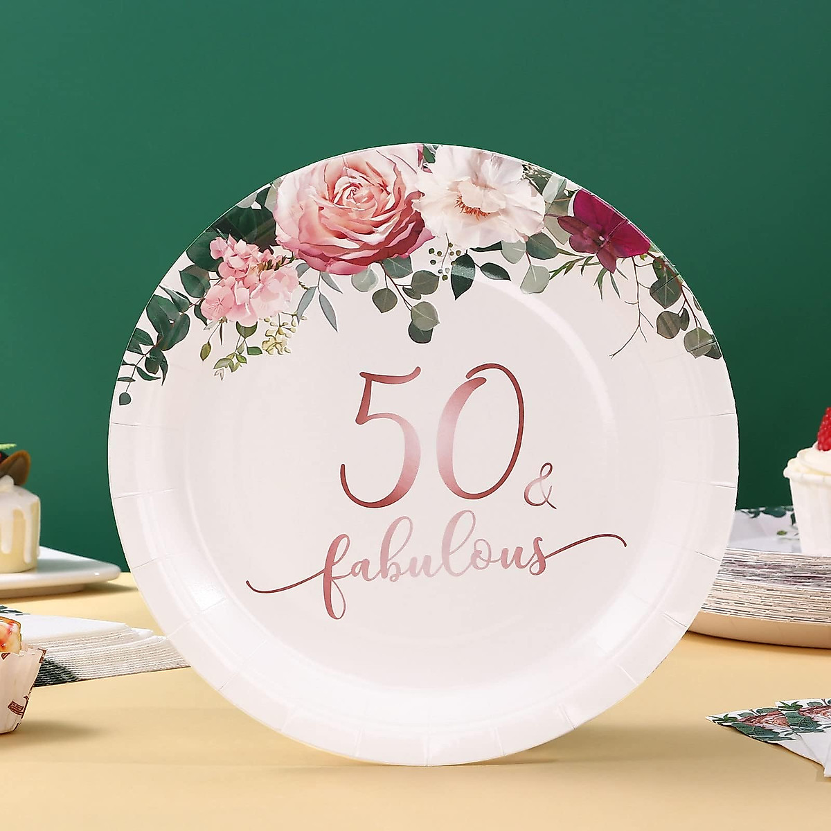168pcs 50th Birthday Decorations-50th Birthday Plates and Napkins Party Supplies for Women 50th Birthday Party Decorations, Serves 24