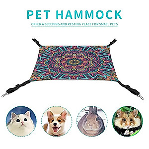 Geometric Flowers Pet Hammock Bed Guinea Pig Cage Hammock Small Animal Hanging Bed for Ferret, Chinchilla, Puppy and Other Small Animals