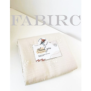 CraftDesignL Floral Cotton Embroidered Fabric,Japanese Fabric,Embroidered Fabric,Quilting Fabric,Designer Fabric,Fabric by Yard,Linen Cotton Fabric (Beige)