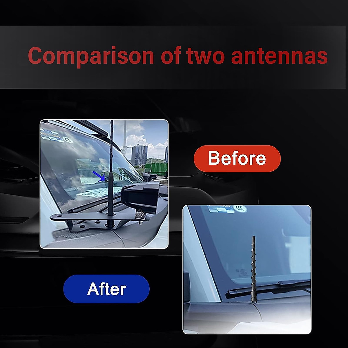 QODOLSI 1 Pack Spiral Antenna 7.1In, Universal Antenna Toppers Waterproof PVC Rubber Flexible Retrofit Antenna, Suitable for Trucks, Cars, SUVs Antenna Replacement (Black), QOTX502BL-1PS