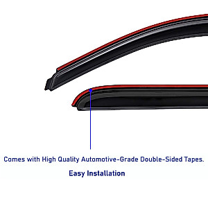 Lightronic WV194383 in-Channel Side Window Visor Deflector Rain Guard, Dark Smoke, 4-Pieces Set, Fits 2013-2019 Ford Escape