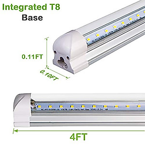 hykolity 4FT LED Shop Light, V Shape Integrated T8 LED Tube Light, 5200LM, 40W, 6500K Super Bright White,high Output Linkable Shop Lights W/Built-in ON/Off Switch for Warehouse, ETL, 10 Pack