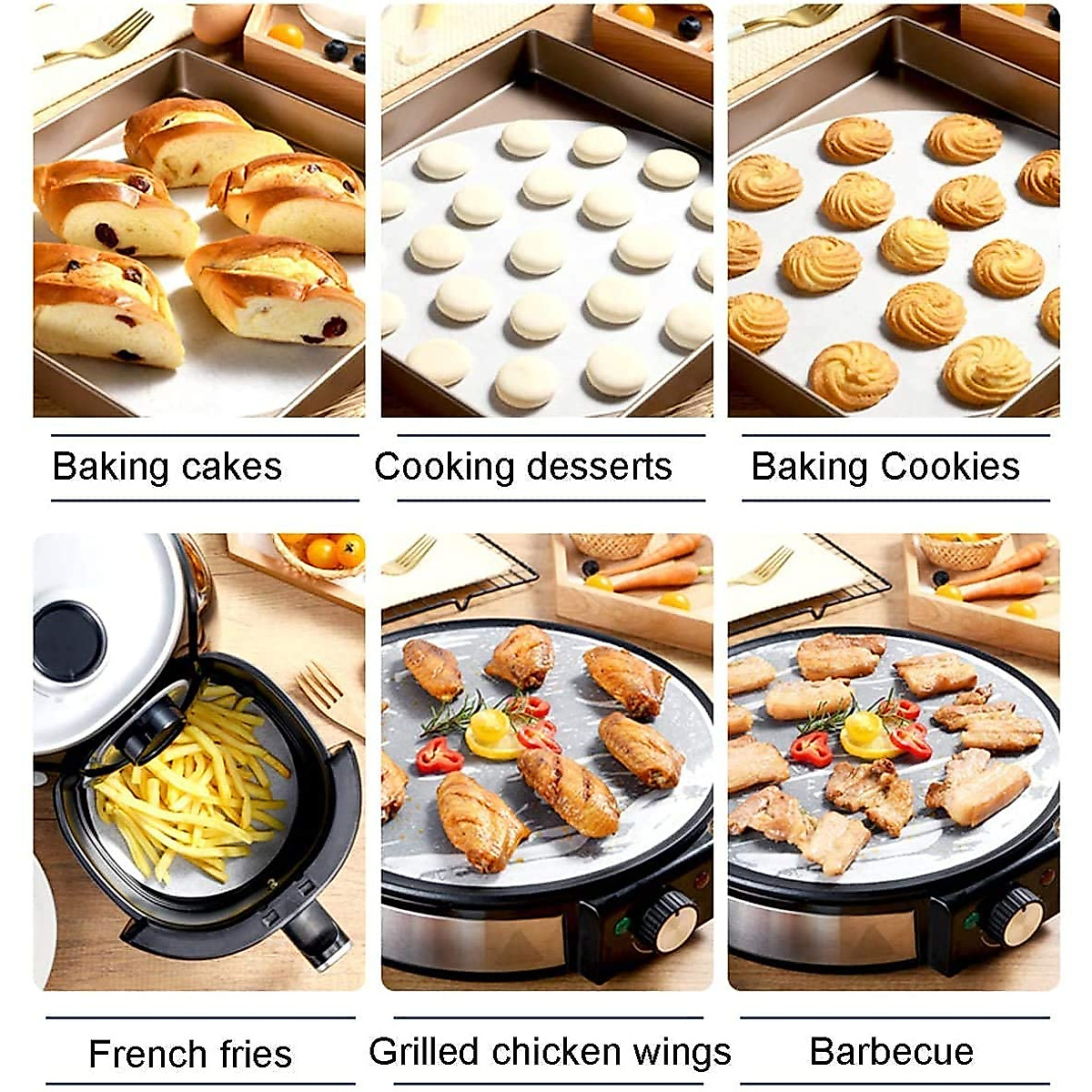 Non-Stick Round Parchment Paper- 6 inch - 100 Eco-Friendly Pack - Baking Paper Liners for Round Cake Pans Circle Cheesecake, Cooking, Air Fryer