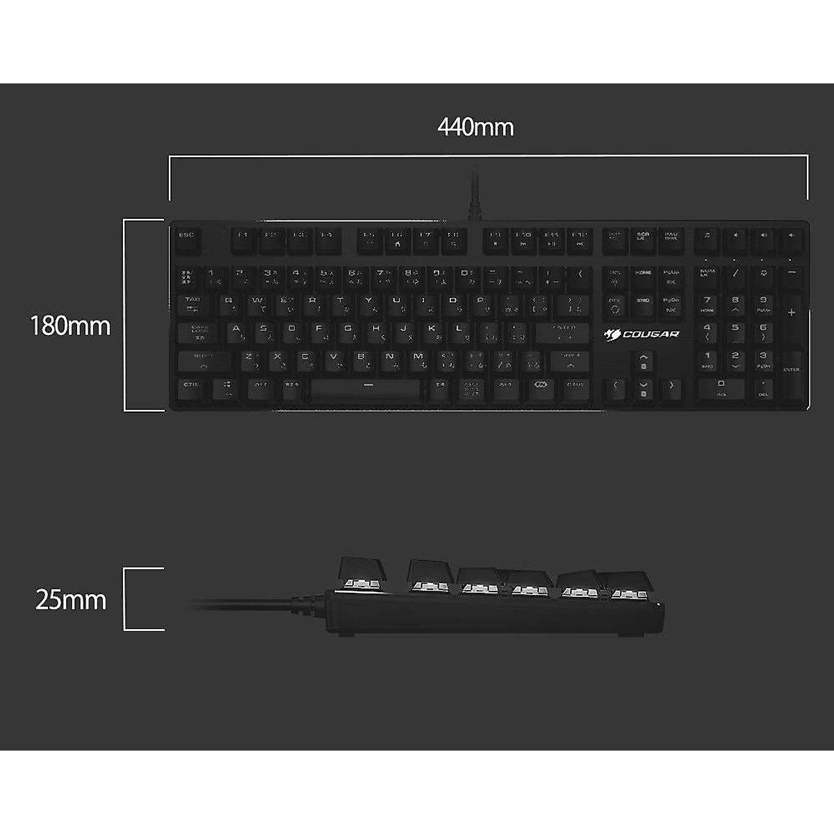 COUGAR VANTAR MX CGR-VANTAR MX-3 Gaming Keyboard, Blue Switches, RGB Backlight, Original Low Profile Mechanical Switch