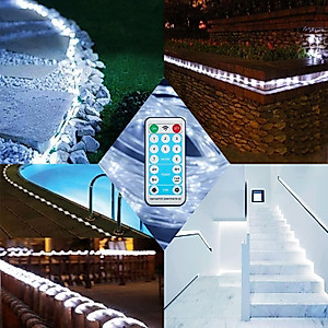 196ft 600 LED Outdoor Waterproof Rope Lights with Remote - 60m Solar Powered String Lights with Timer for Garden, Deck, Patio, Pool, Yard Decor