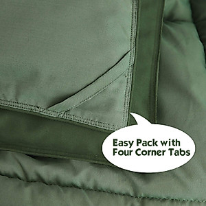 HIG 3pc Green Twin/Twin XL Comforter Set - All Season Reversible Down Alternative Comforter with Sham - Quilted Duvet Insert with Corner Tabs - Box Stitched Blanket - Breathable, Soft, Fluffy