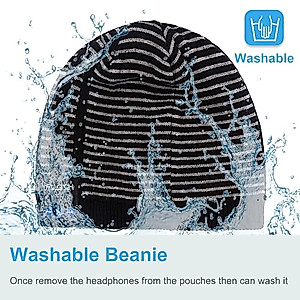 Rotibox Wireless Bluetooth Beanie Hat Ear Covers Headphone Headset Music Cap for Women Men with Speaker Mic Hands Free Outdoor Sports,Compatible with iPhone,Samsung，Android - Black