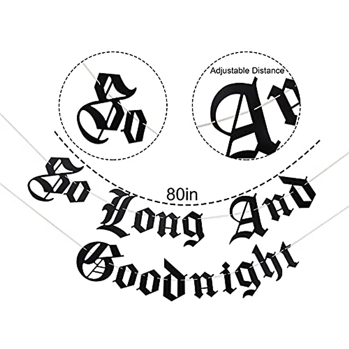 Gothic Letter So Long And Goodnight Banner - Funeral 30th Birthday Banner - Emo 30th Birthday Party Decoration (GOODNIGHT)