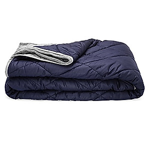 Aura Premium Weighted Blanket, Silky Cotton, Gray/Navy, Queen Size, 20lbs