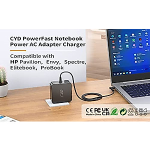 CYD 45W 19.5V 2.31A Laptop Charger Compatible for HP Stream Charger 11 13 14 X2 Series Envy x360 x2 13 15 M6 250 255 G3 G4 G5 G6 ProBook 340 350 355 430 440 450 455 640 645 650 G3 G4 Elitebook 720