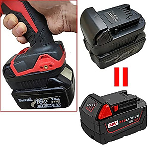 Battery Adapter for Makita 18V Lithium Battery BL1830B BL1850B BL1860B Convert to Milwaukee 18V M18 Lithium Battery, Converter Use for Milwaukee 18-Volt M18 Lithium Ion Cordless Tool