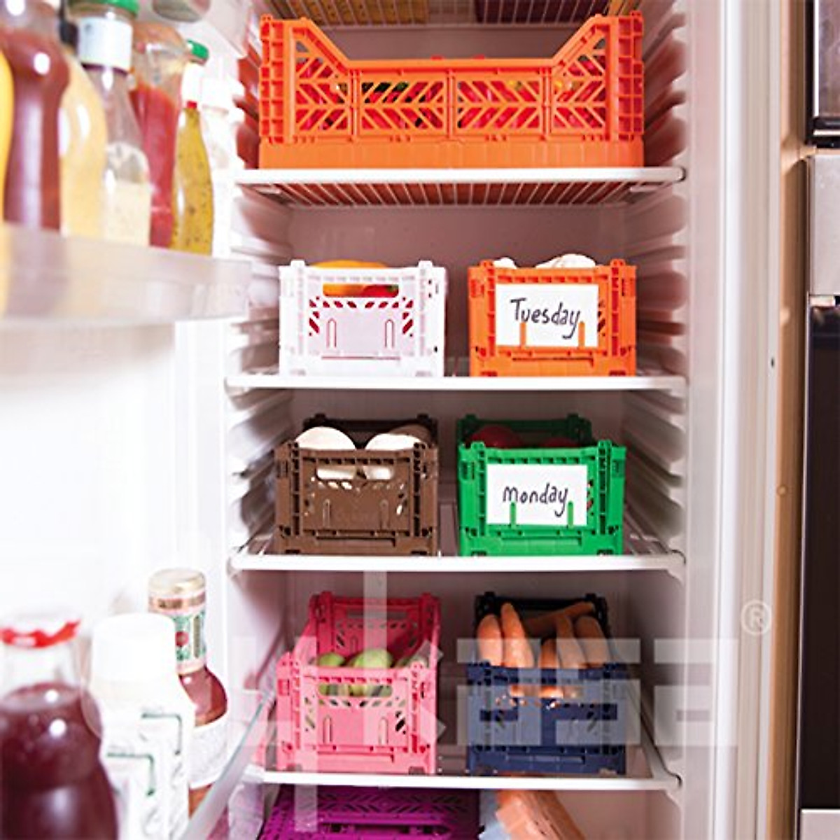 AYKASA Collapsible Storage Bin Container Basket Tote, Folding Basket Crate Container : Storage, Kitchen, Houseware Utility Basket Tote Crate Mini-Box (Dark Green)