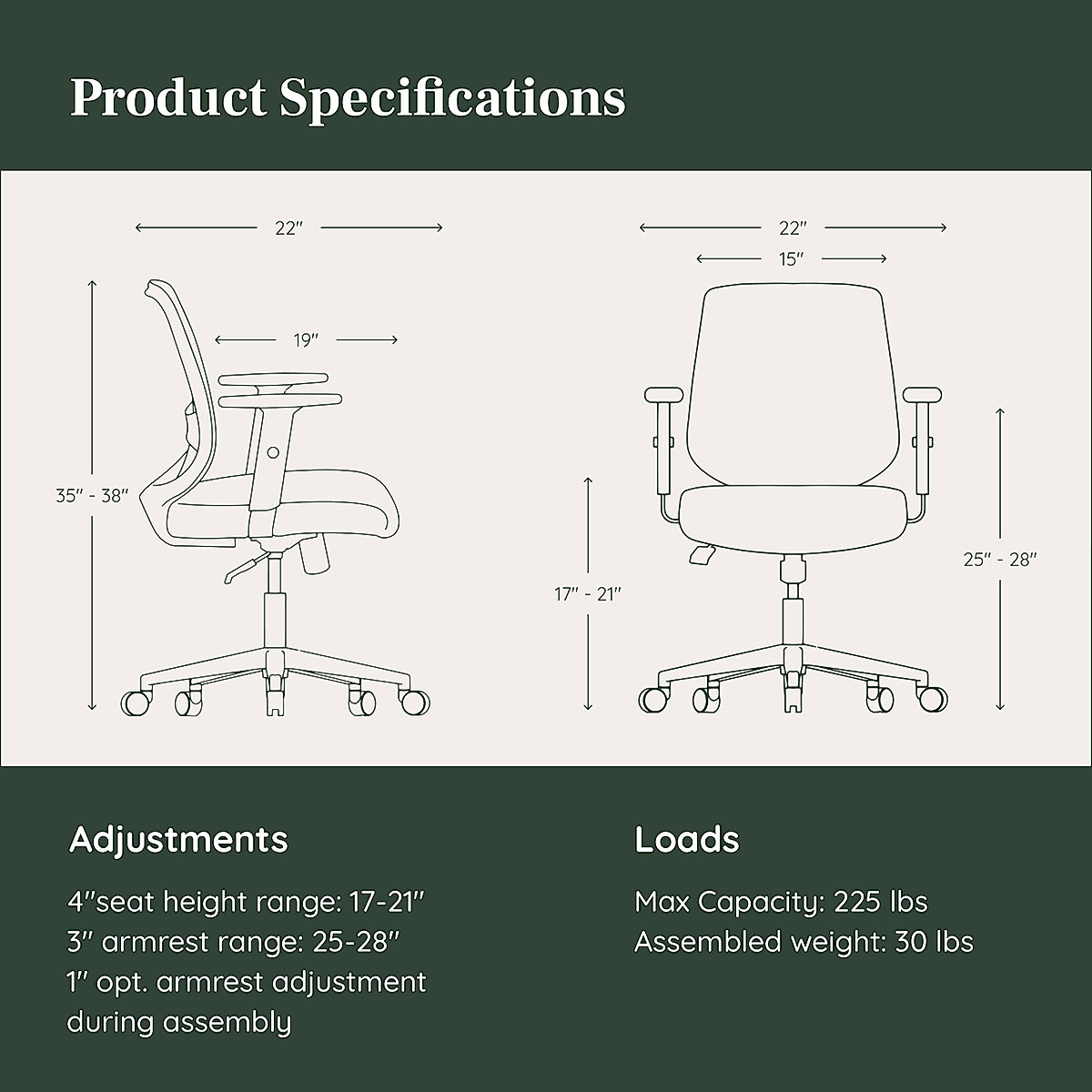 Branch Daily Chair - Computer Office Chair with Swivel, Lumbar Rest, and Adjustable Armrests - Sustainable, Stylish Mesh, & Adjustable Armrests - Comfortable Seating for Improved Posture - Slate