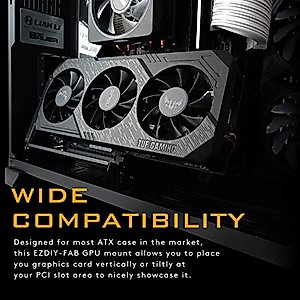 EZDIY-FAB Vertical Graphics Card Holder Bracket Support with Multi-Angle,GPU Mount,Video Card VGA Support Kit with PCIE3.0 Riser Cable- Black