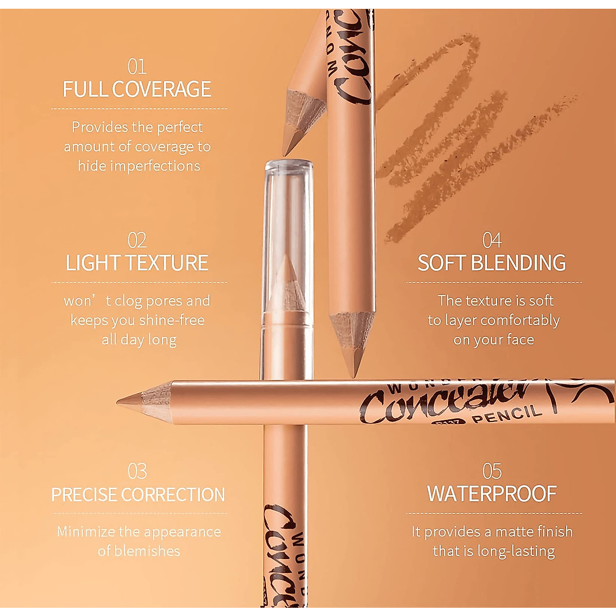 12 Packs Wonder Concealer Pencil Tricolor Combination Makeup Contour Concealer Stick Highlighter Set Waterproof Full Coverage Foundation Concealer for Eye Dark Circles Spot Scar Tattoos