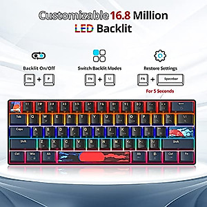 Taeeiancd Gaming Keyboard 60 Percent Mechanical with Linear Red Switch, 60% Wired Ultra-Compact Mini Keyboard Rainbow with PBT Keycaps for Ps4/Ps5/Xbox