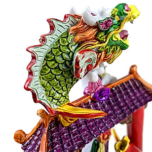 Lendonten Premium Chinese Feng Shui Decor Gifts, Home Office Tabletop Ornaments Collectible Figurines, Statues of Fishes Evolved Into A Dragon, FengShui Lucky Wealth for House