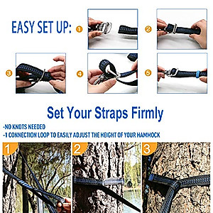 Onewind 2 * 10Ft Hammock Straps Set, Heavy Duty Camping Tree-Friendly Straps Hanging Kit with Safety Lock Cinch Buckle 1 Inch Wide 1500 LBS Durable Lightweight No-Stretch and Easy to Set Up