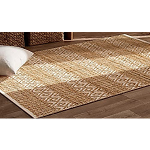 Chindi Rug,Rug 3x5',Rag Rugs,Braided Rug,3x5 Rug,Chindi Rugs,Chindi Handloom Rug 3x5',Farmhouse Area Rugs, Natural Braided Doormat for Kitchen Entryway Pets Playing Chindi Chindi Rugs - Natural/White