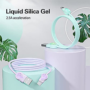 BGNTBUK Phone Charging Cables 2PCS 1m 3A Silicone Data Cable Mobile Phone Color Fast Charging Line Liquid Soft Plastic Flash Charging Cable C Charging Cable for Laptop