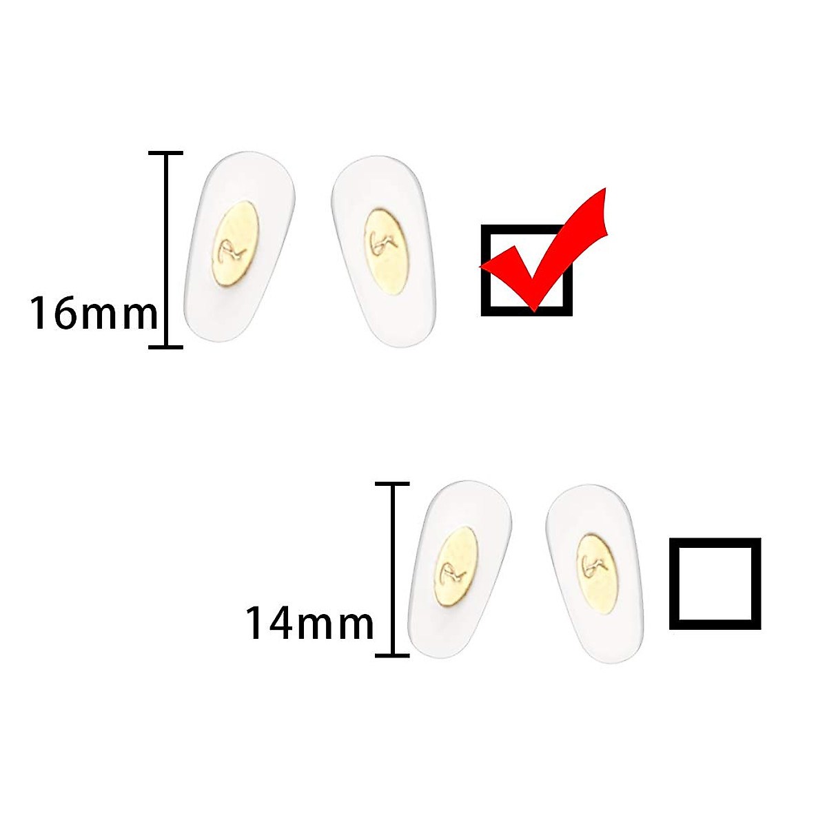 HiCycle2 Replacement Push-in Nose Pads for RayBan RB6335 RB3549 RB4071 RB6336 RB7140 RB8415 Sunglasses Eyglasses Repair-Kits (Gold)