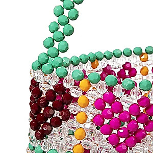 YUSHINY Women Colored Acrylic Beaded LOVE Transparent Shoulderbag Evening Message Bag for Valentine