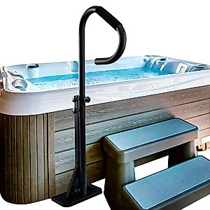 TCFUNDY Hot Tub Handrail, Adjustable 60" Slide Spa Hot Tub Hand Rail, Under Base Spa Step Side Railing 700 LBS Load, Heavy Steel Spa Handrail for Hot Tub with Sponge Rubber Grip, Rotatable Handle