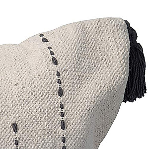 Foreside Home & Garden Gray Oversized 14x36 Handwoven Decorative Cotton Lumbar Throw Pillow with Hand Tied Tassels, 1 Count (Pack of 1)