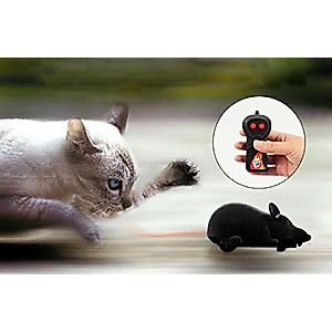 Giveme5 Wireless Remote Control Mock Fake Rat Mouse Mice RC Toy Prank Joke Scary Trick Bugs for Party and for Cat Puppy Funny Toy (Black)