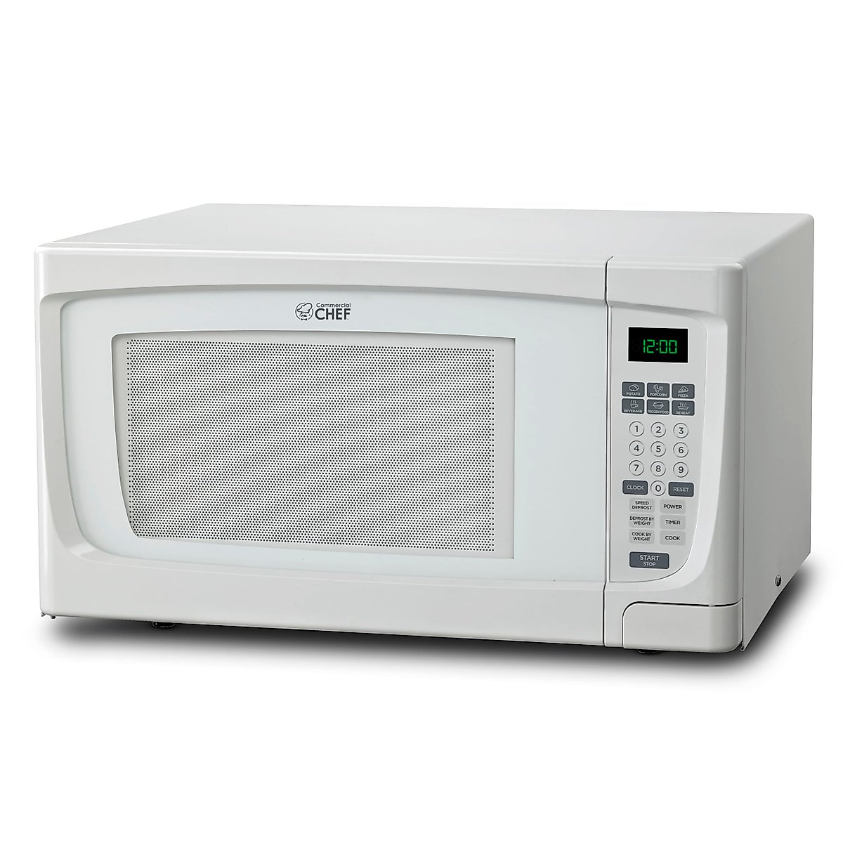 COMMERCIAL CHEF 1.6 Cubic Foot Microwave with 10 Power Levels, Small Microwave with Push Button, 1000 Watt Microwave with Digital Control Panels, Countertop Microwave with Timer, White
