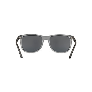 A|X ARMANI EXCHANGE Men's AX4070S Square Sunglasses, Transparent Magnet Grey/Light Grey Mirrored/Black, 57 mm