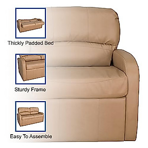RecPro Charles 65" Jack Knife RV Sleeper Sofa with Arms | RV Furniture | Zero Wall Hugger (Toffee)