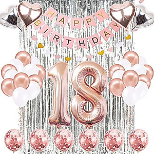 18th Birthday Decorations Banner Balloon, Happy Birthday Banner, 18th Balloons, Number 18 Balloons, 18 Years Old Birthday Decoration Supplies Sweet Eighteen Decorations