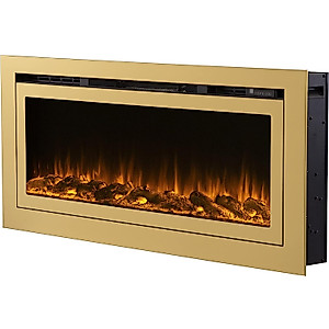 Touchstone Fireplace and TV Mount Bundle - Sideline Deluxe™ 60 Inch Wide Gold Smart Electric Fireplace and Low Profile TV Wall Mount Bracket