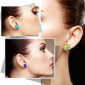 12 Pairs Clip on Earrings for Women Vibrant Color Birthstone Fake Earrings Glittering Clip-on Earrings Set for Women