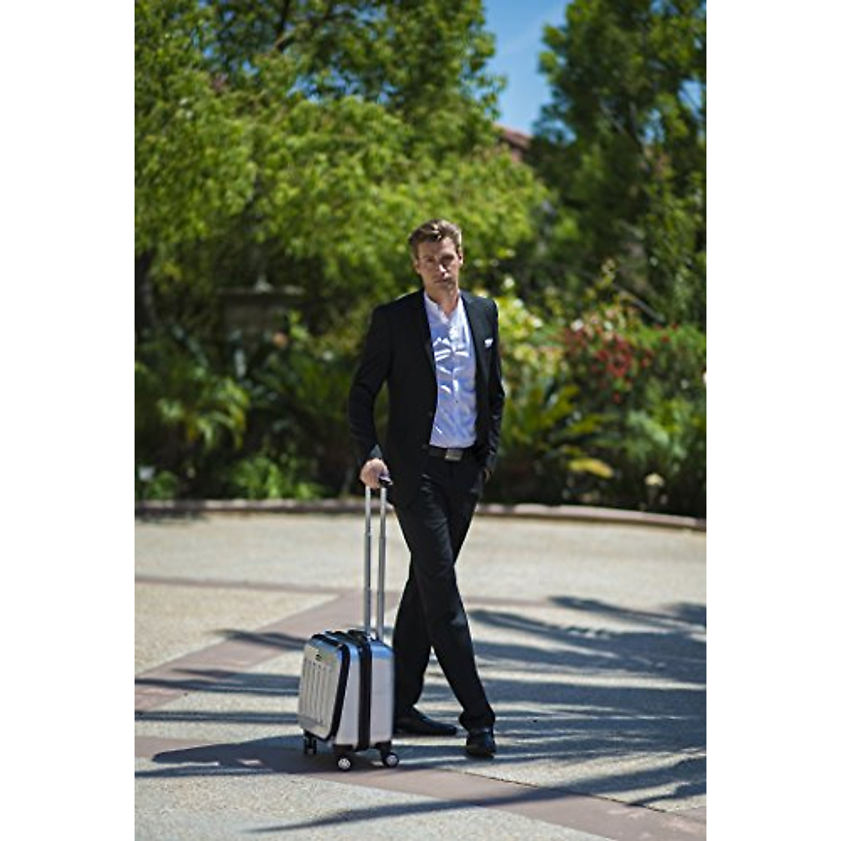 Rockland Revolution Hardside Rolling Computer Case, Silver, Carry-On 17-Inch