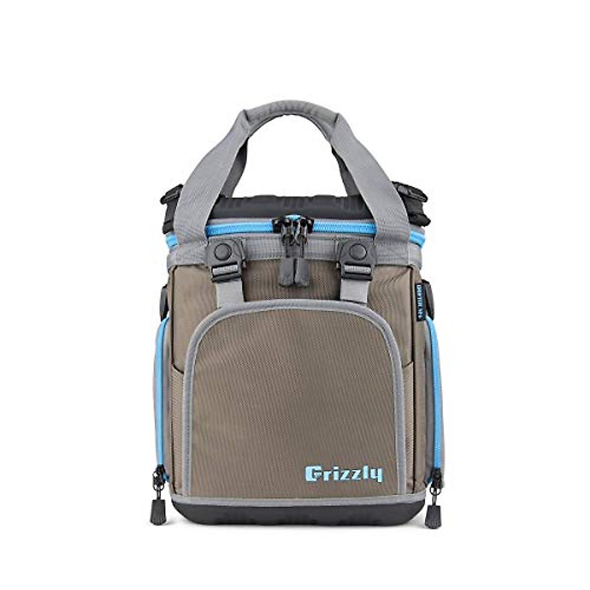 Grizzly Drifter 12+ | 12 qt Flip-top Soft Cooler Bag | Ice Chest for Beach Boat Camping Car Fishing Golf Hiking Hunting Lunch Picnic | Lightweight Portable Insulated Waterproof | Moss/Gray/Cyan