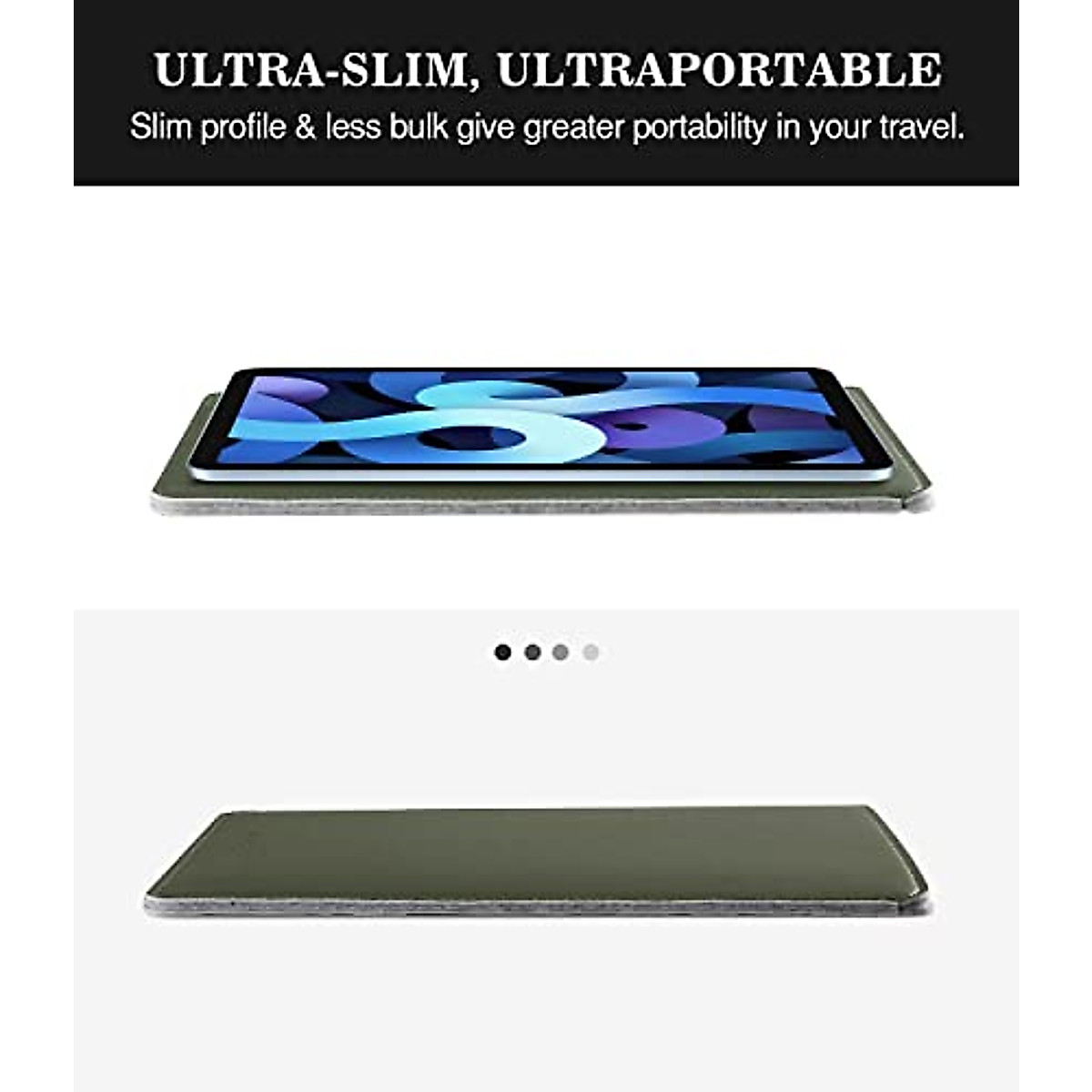 MoKo 9-11 Inch Tablet Sleeve, PU Leather Briefcase Slim Stylish Case Fits New 11-inch iPad Pro M4/iPad Air M2 2024, iPad Air 5/4/3th 10.9/10.5, iPad 10/9/8th Gen 10.9/10.2,Tab S8/S9 11, Midnight Green