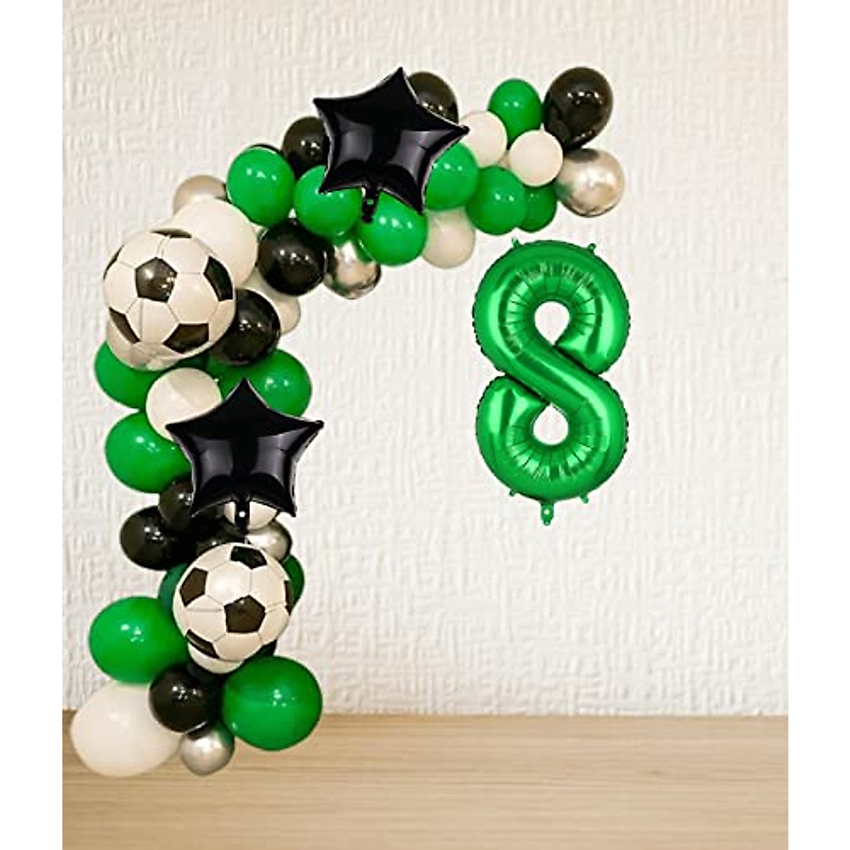 Soccer Balloons 8th Birthday Decoration for Boys, Soccer Birthday Party Supplies Qatar 2022 World Cup Party Decoration Balloons Foil Mylar Green Sports Theme Party Supplies Decor