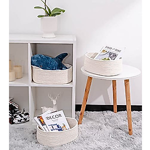 Kriitools Baskets&Bins for Shelf Storage Organizing/Cute Basket to Store and Organize Household Items/Woven Rope Basket for Living Room, Bedroom,Playroom,3 Packs Off White