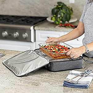Stack Store Plus More Gray Insulated Casserole Carrier for Hot or Cold Food, Lasagna Holder for Picnic, Potluck, Cookout – Fits 9”x13” or 11”x15” Baking Dish – Thermal Tote