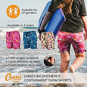Conni Kids Containment Swim Short Underwear | Trunks Easy Pull Up Kids Incontinence | Washable Swim Diaper for Potty Training, Ocean Blue, Size 8-10