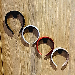 YJ PREMIUMS 8 Pc Mouse Ear Holder Hook for Ears Headband | Adhesive No Drilling Headbands Wall Mounted Storage Hanger Organizer Display Shelf Rack Magic Band Walls Hooks for Hat, Necklace (Black)