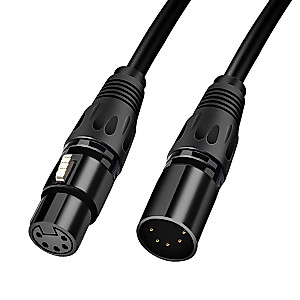 HOSONGIN 5 PIN XLR DMX Cable Adapter 20 Feet, DMX512 5PIN XLR Male to Female 5-PIN DMX Cable