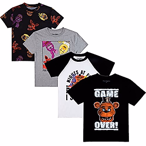 Bioworld Five Nights at Freddy's Game Over Crew Neck Short Sleeve 4pk Boy's Tees- Small Multicolored