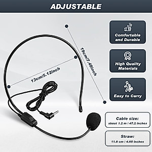 Boao 4 Pieces Headset Microphone, Flexible Boom for Voice Amplifier not Phone or PC, Teachers, Speakers, Singer, Dancer, Coaches, Presentations, Seniors