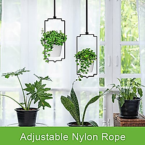 Autrucker Hanging Planters for Indoor Plants, Metal Wall and Ceiling Plant Hanger with Flower Pot for Home Decor, Set of 2, Black