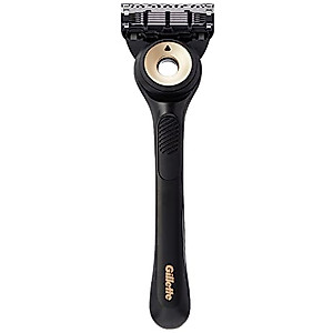 Gillette Labs Men's Razor + 1 Razor Blade Refill, with Exfoliating Bar, Includes Premium Magnetic Stand, Black & Gold Edition